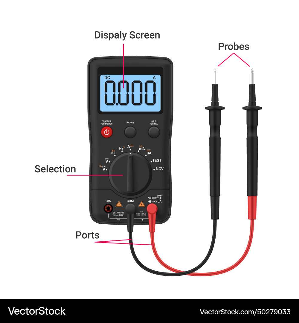 Multimeter digital device infographic scheme Vector Image