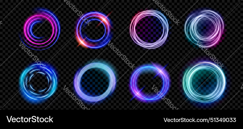 Neon light glow effect on abstract magic halo ring