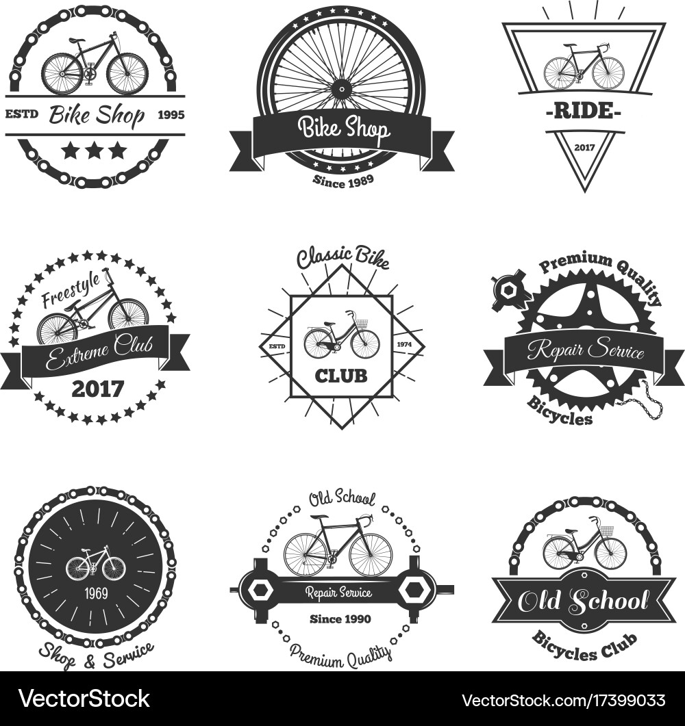Old School Bicycle Emblems Royalty Free Vector Image