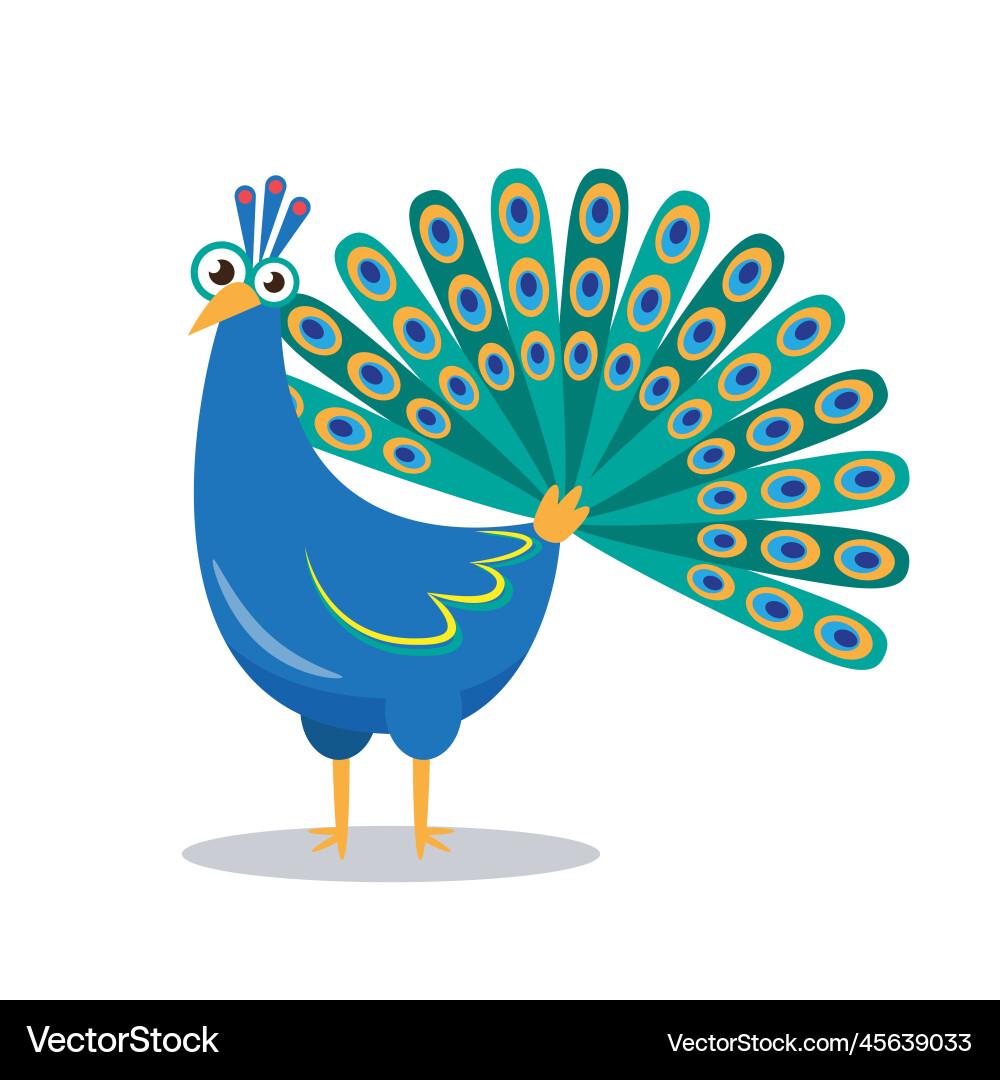 Peacock cartoon character Royalty Free Vector Image