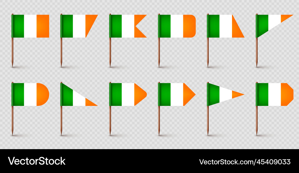 Realistic various irish toothpick flags souvenir Vector Image