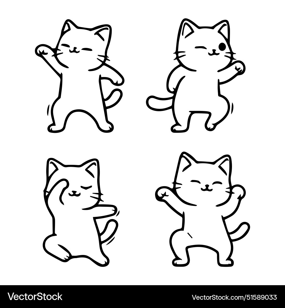 Set of cute cat hand drawn Royalty Free Vector Image