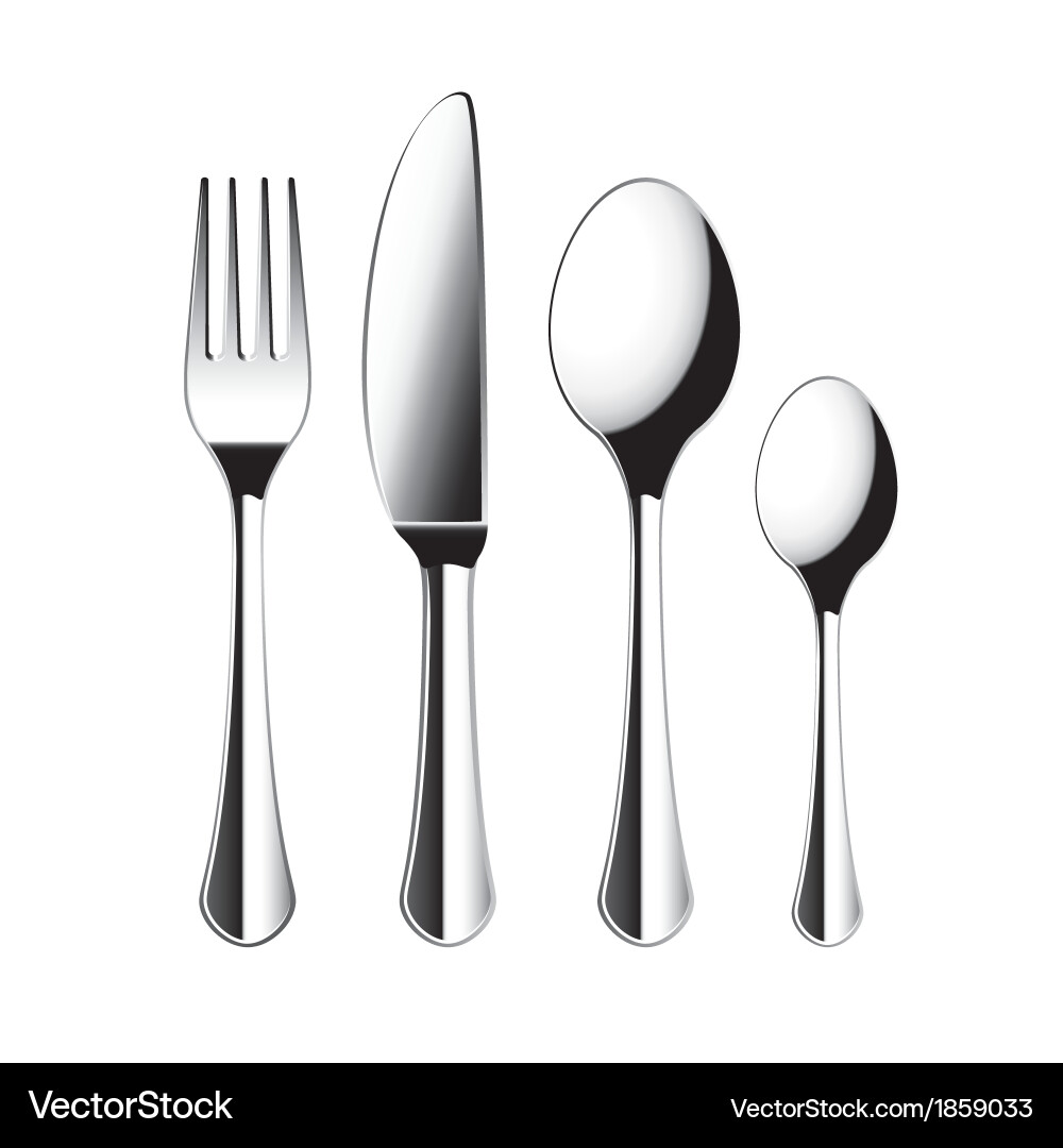 Silver Cutlery Set Royalty Free Vector Image - VectorStock