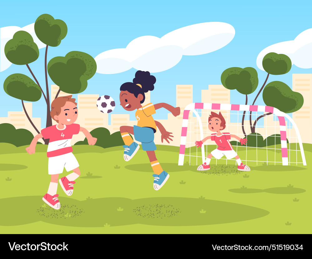 Children playing soccer little footballers play Vector Image
