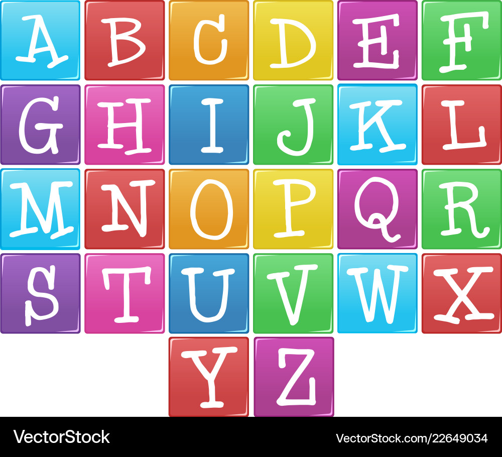 Colorful Alphabet Letters A-Z Royalty Free Vector Image