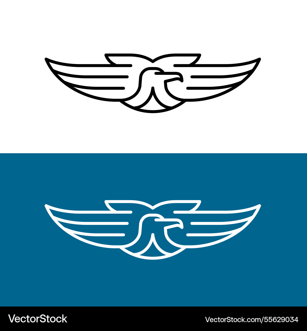 Flying eagle front view stylized line logo Vector Image