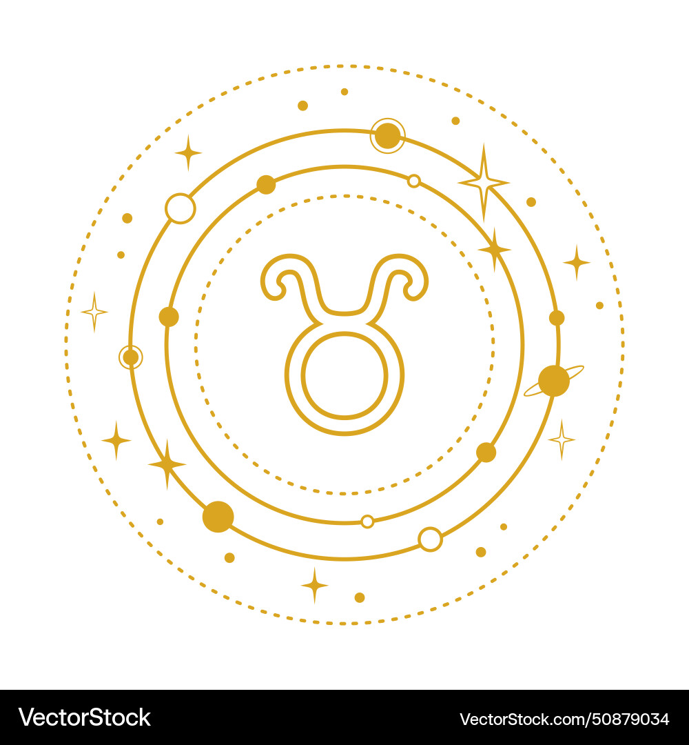 Golden taurus sign stylized with planets Vector Image