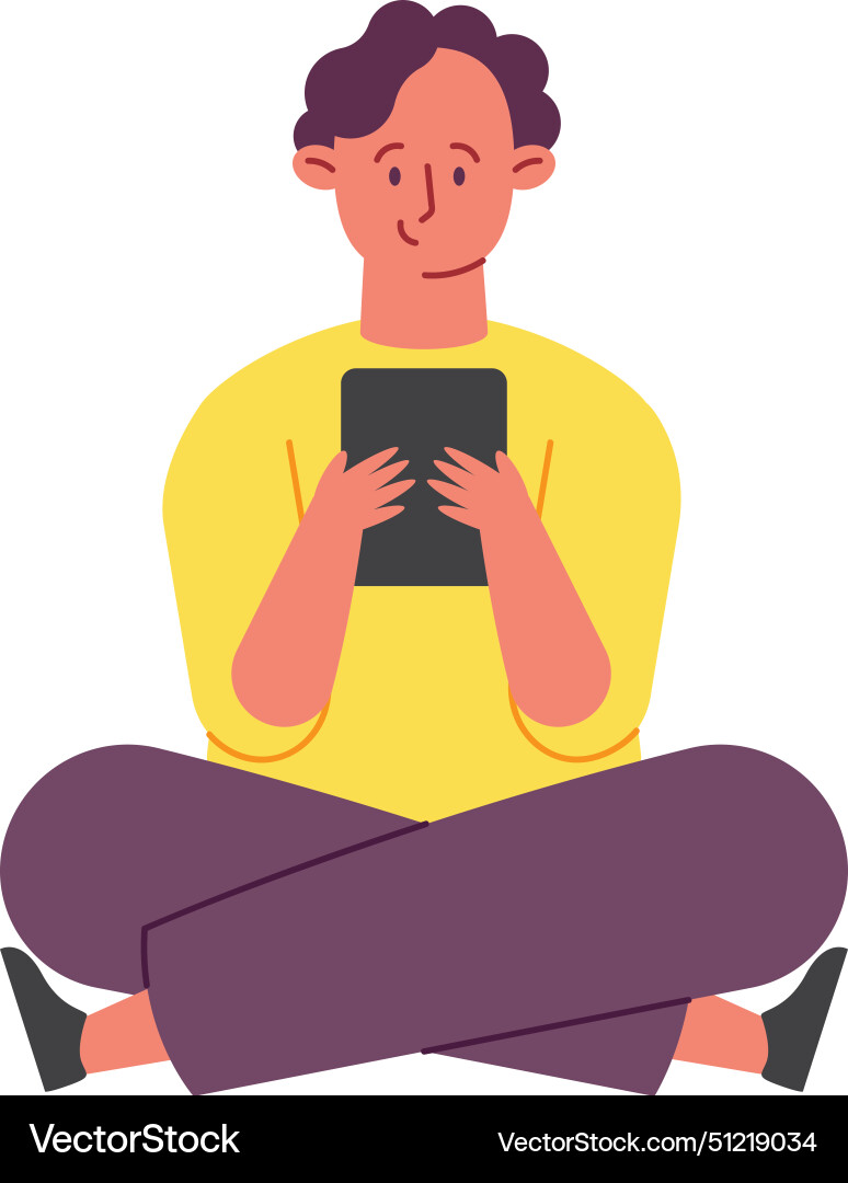Guy reading ebook Royalty Free Vector Image - VectorStock