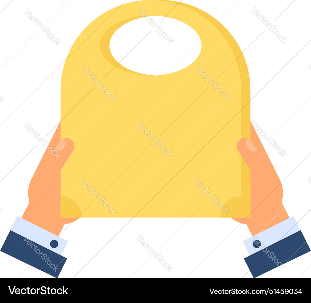 Hands holding yellow package with order prompt Vector Image