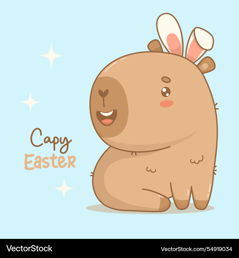 Happy easter capybara with bunny ears cute animal Vector Image