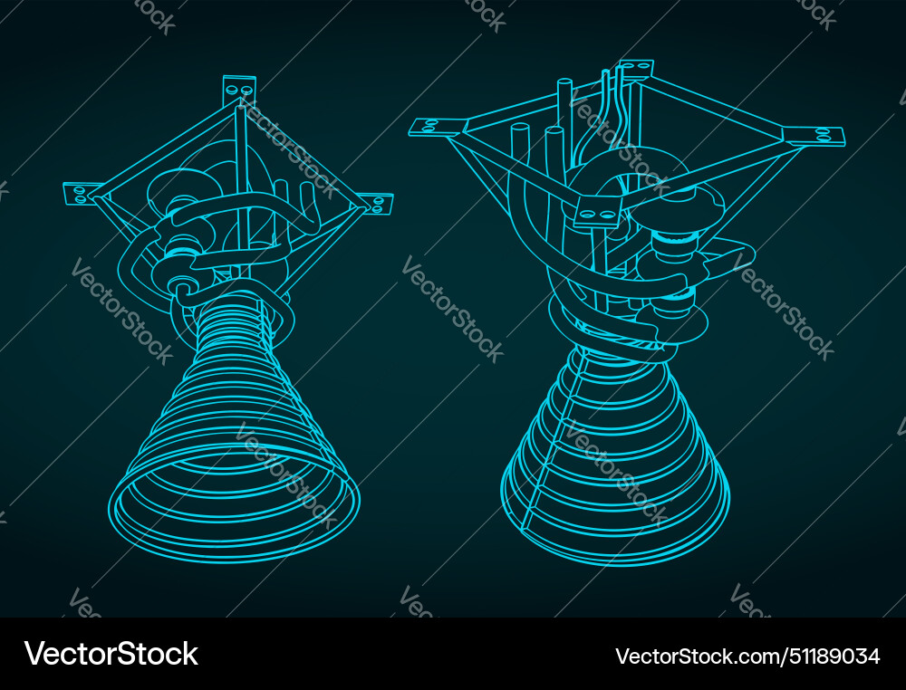 Rocket engine blueprints Royalty Free Vector Image