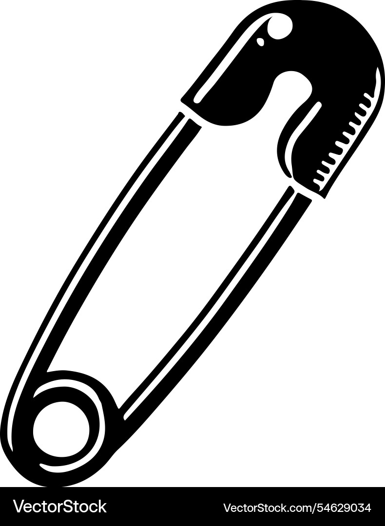 Safety pin silhouette art Royalty Free Vector Image