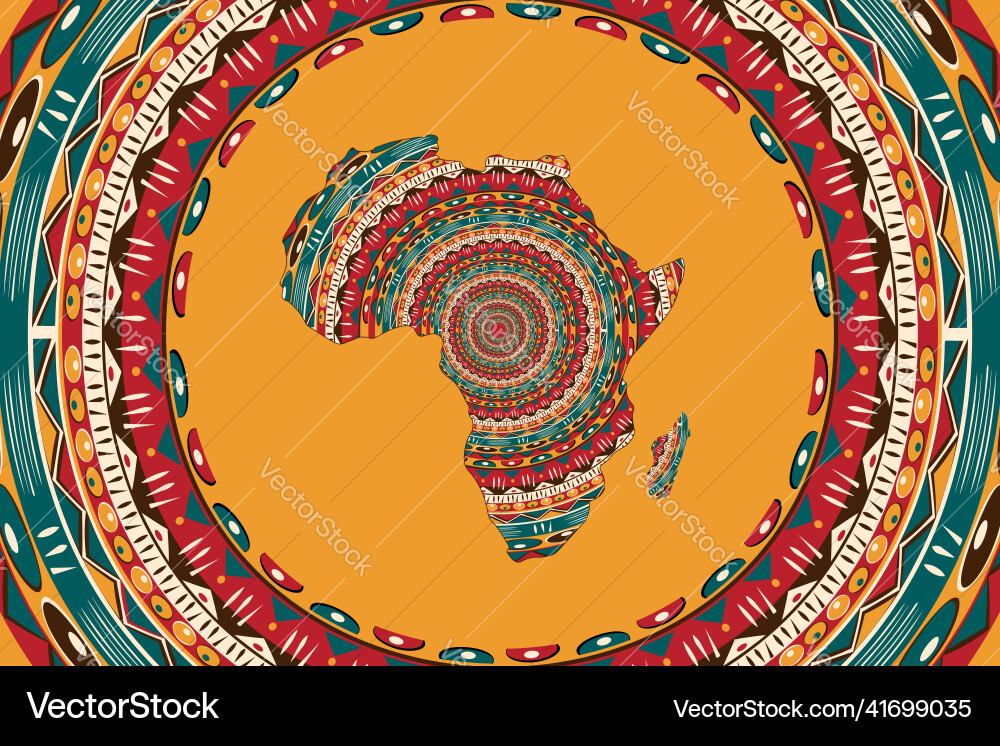 Africa patterned map and frame ethnic motifs sign Vector Image
