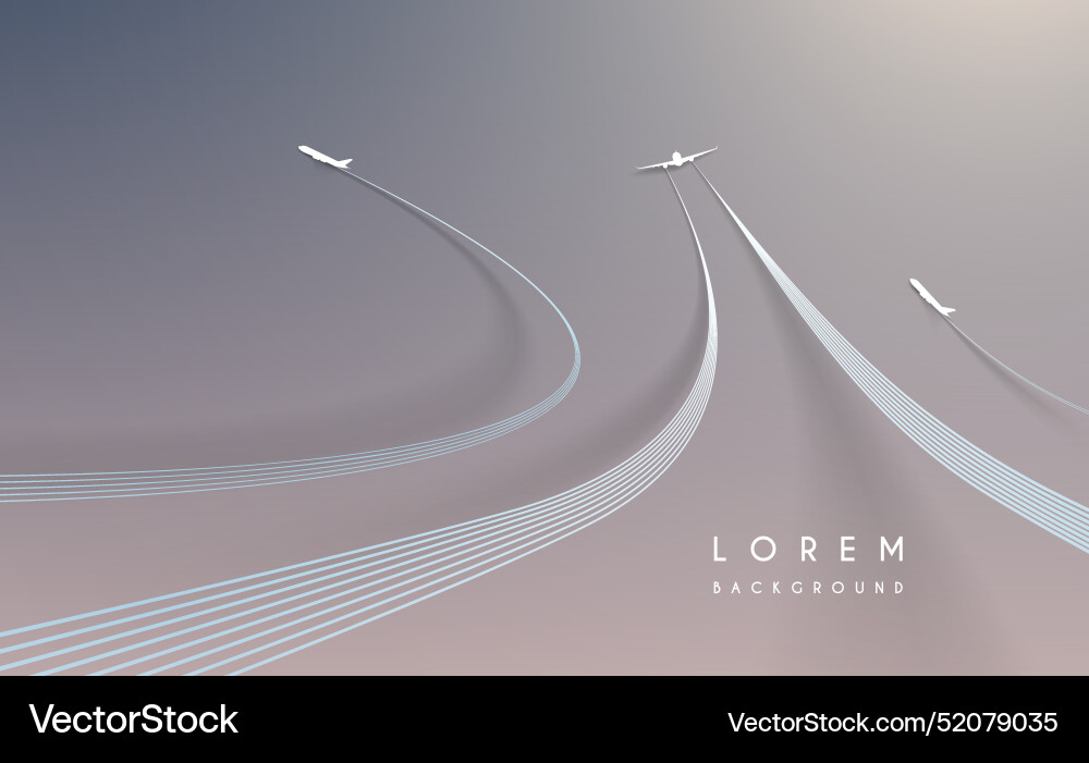 Airplanes with trail lines background Royalty Free Vector