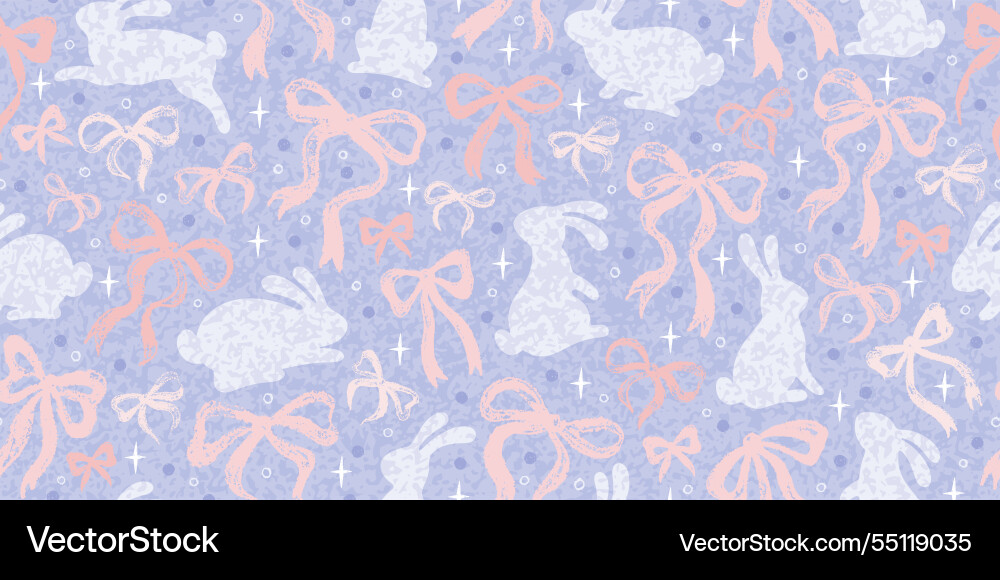 Bunny pattern with bow easter animal ribbon Vector Image
