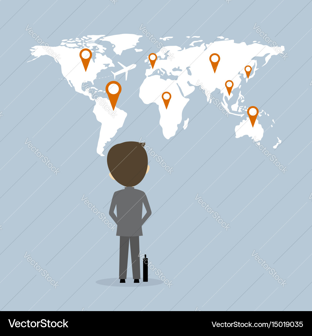 Businessman Analyzing World Map Royalty Free Vector Image