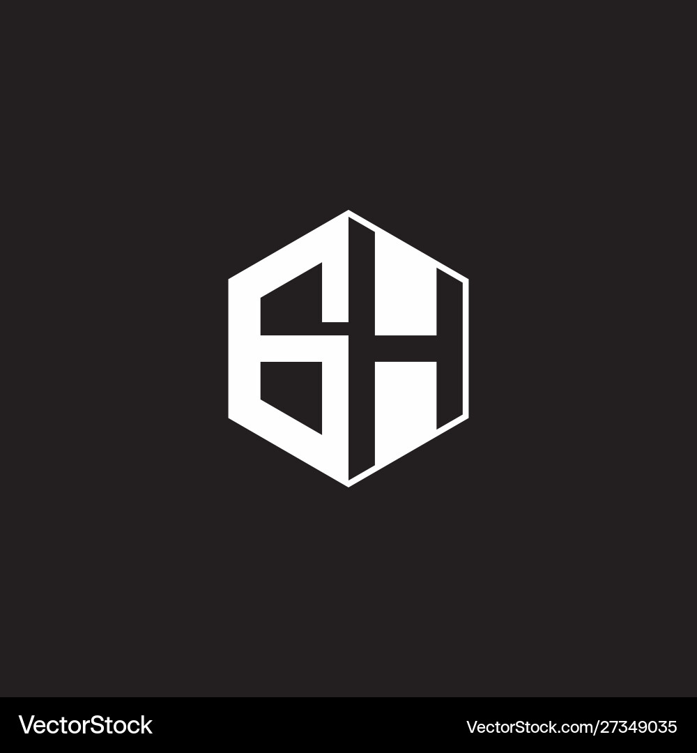 Gh logo monogram hexagon with black background Vector Image