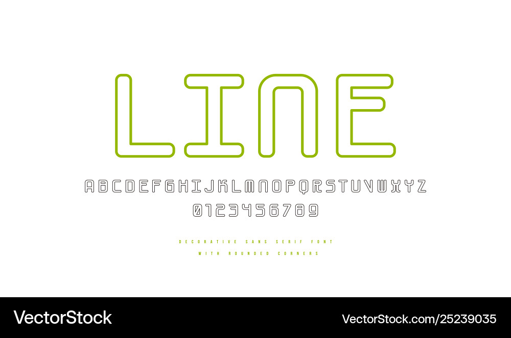 Hollow monospaced sans serif font Royalty Free Vector Image