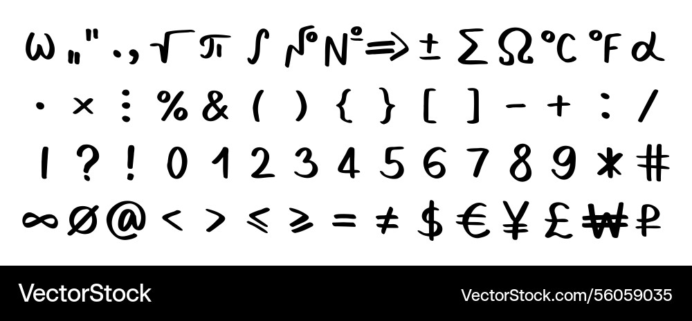 Scribble schwarz Sonder Mathe Symbole Zahlen Vektorbild