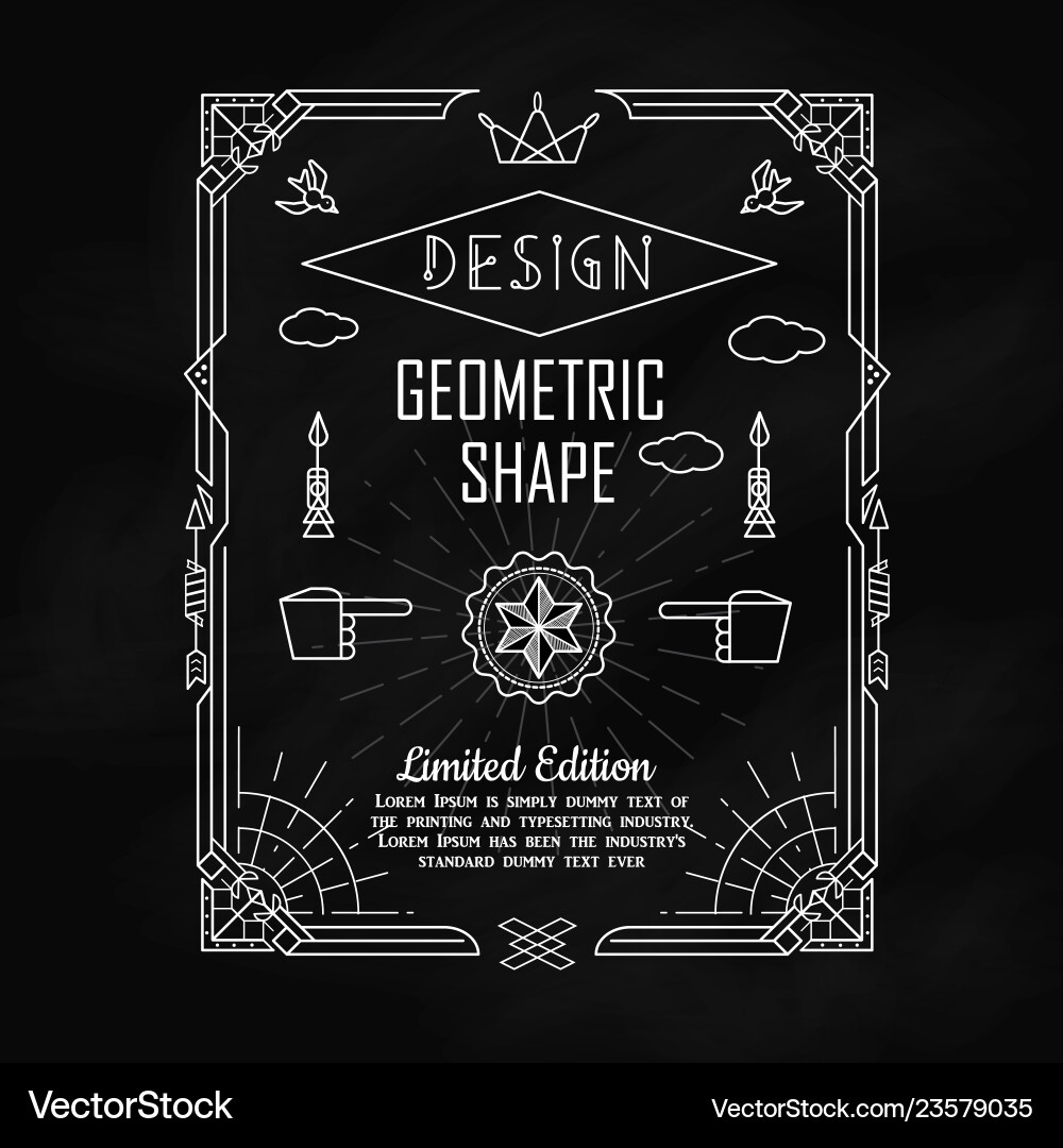Set of vintage geometric shape border elements Vector Image