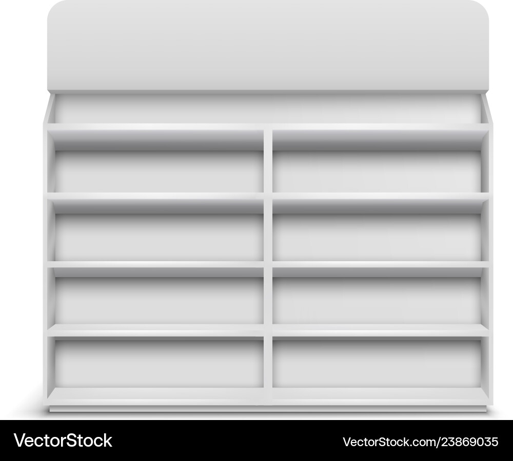 Shop rack with empty shelves realistic Royalty Free Vector