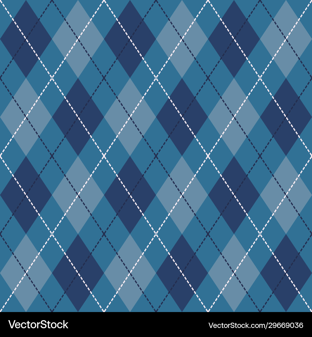Blue black and white seamless argyle pattern Vector Image