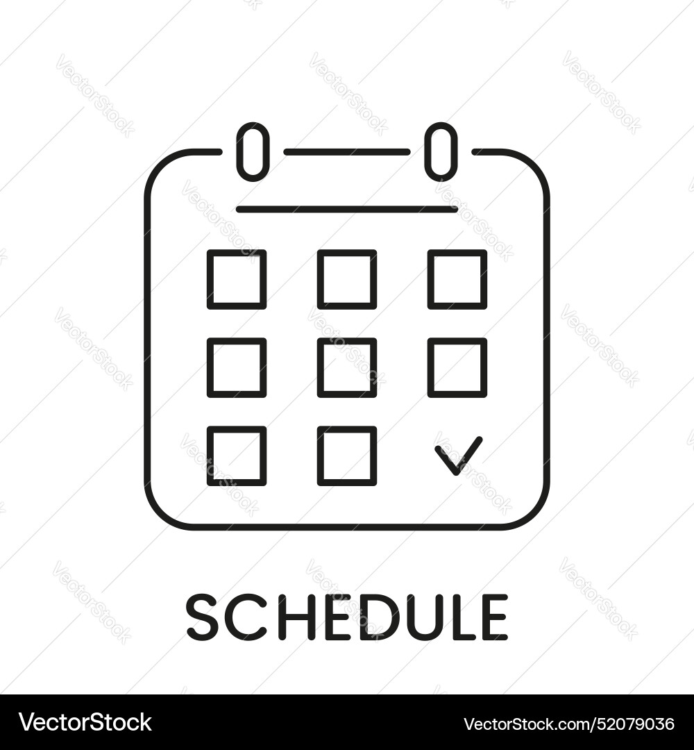 Calendar line icon schedule efficient planning Vector Image
