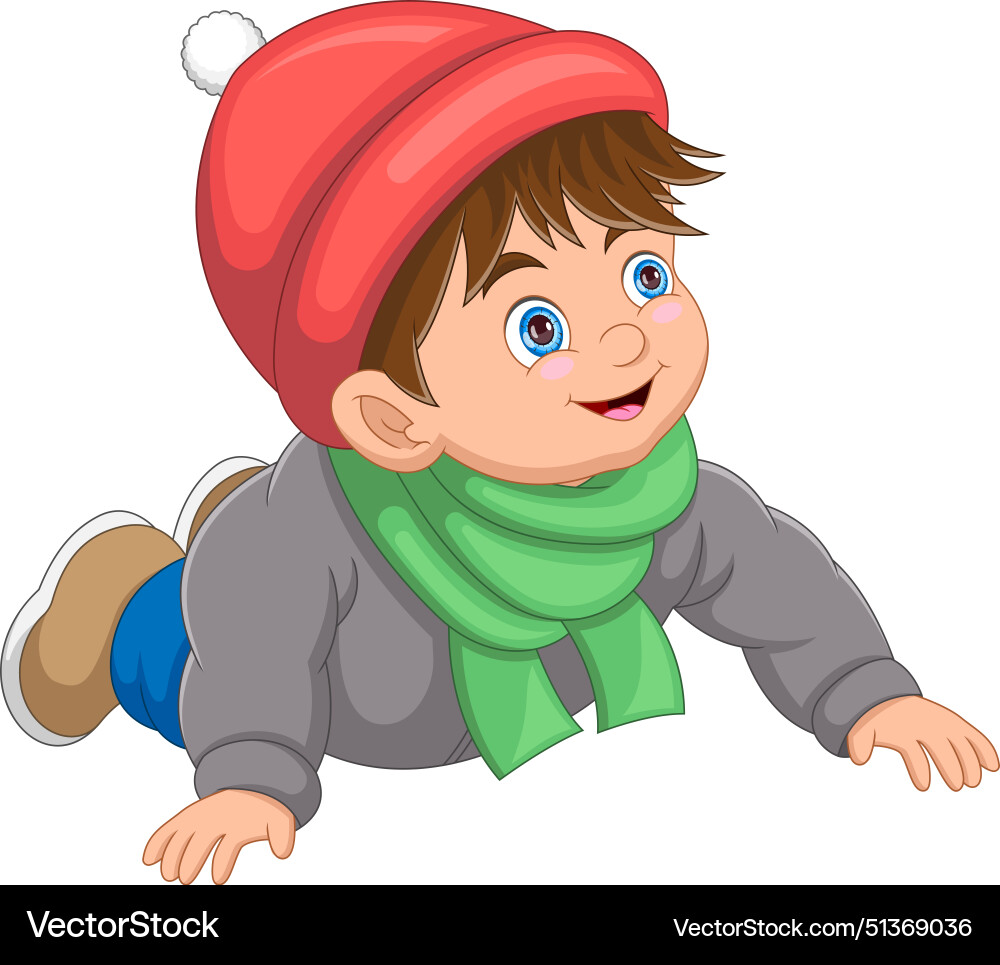 Cute happy toddler cartoon Royalty Free Vector Image