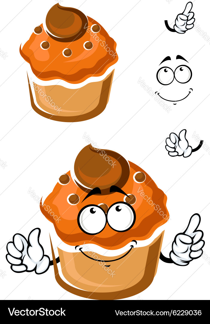 Funny cartoon fresh muffin with topping Royalty Free Vector