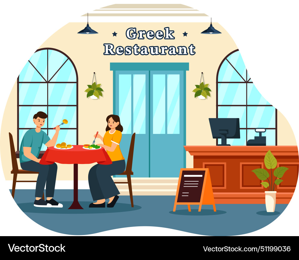 Greek cuisine restaurant with set menu delicious Vector Image