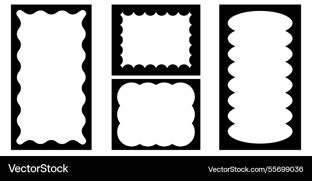 Hand drawn lace inner scalloped frames square Vector Image