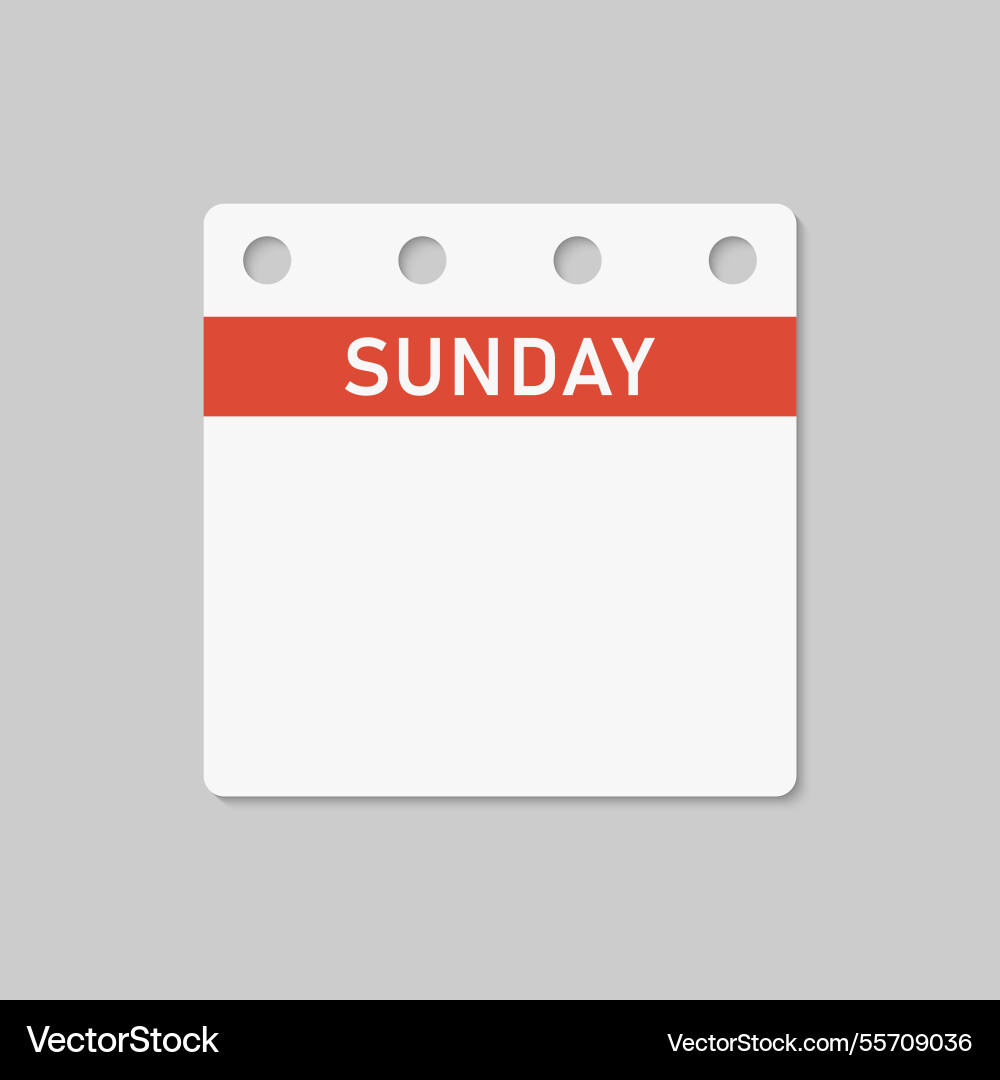 Icon page calendar day week sunday empty space Vector Image