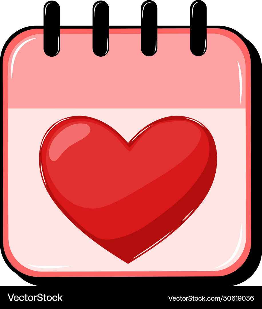 Love calendar with red heart Royalty Free Vector Image
