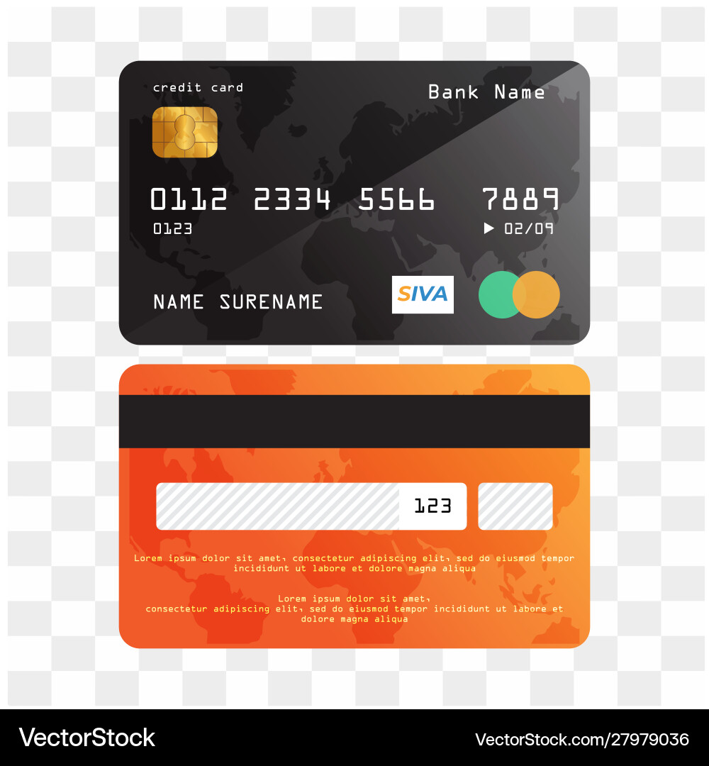 Realistic Credit Card Front and Back Royalty Free Vector