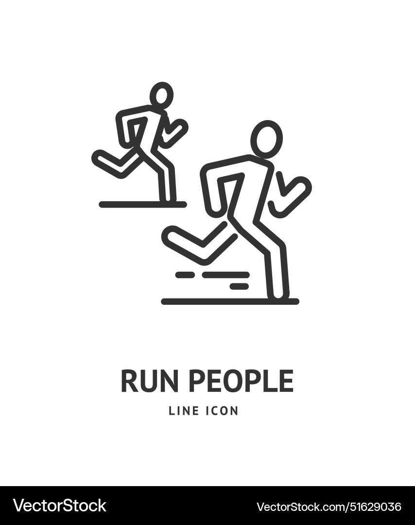 Running people sign thin line icon emblem concept Vector Image