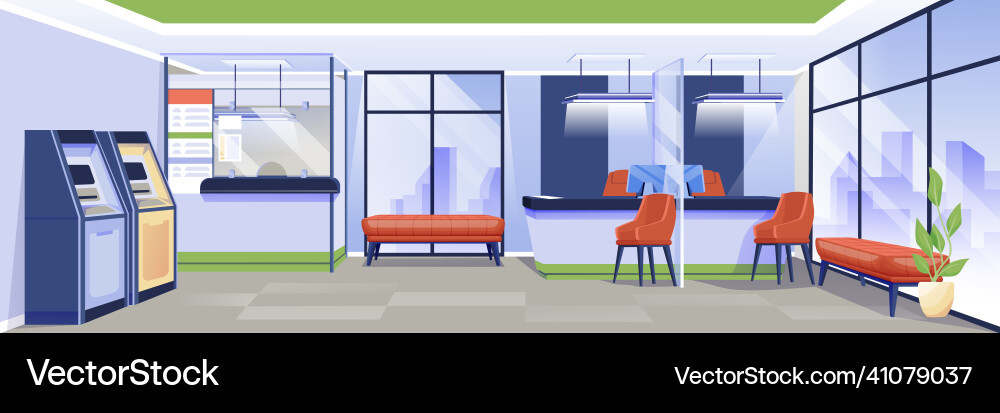 Bank office interior background finance services Vector Image