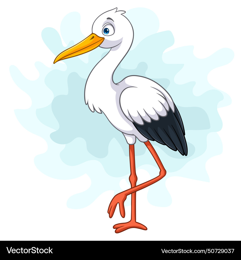 Cartoon white stork on background Royalty Free Vector Image