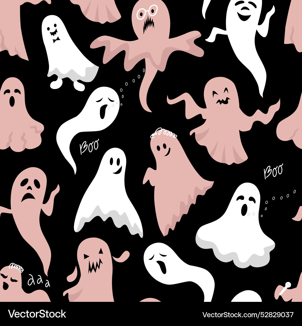 Cute creepy ghosts seamless pattern halloween Vector Image