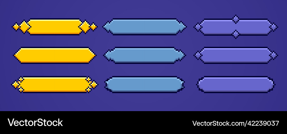 Empty game user interface frames in pixel retro Vector Image