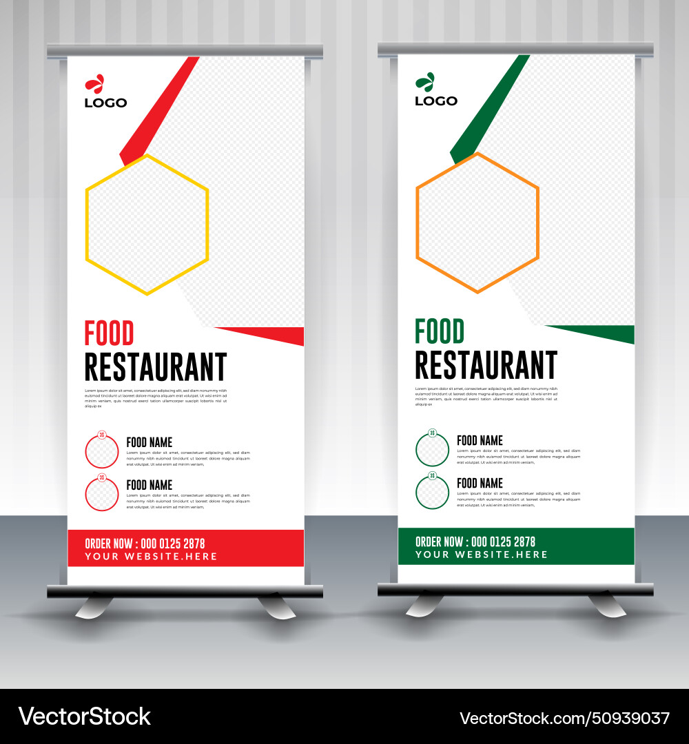 Fast food roll up banner design template cooking Vector Image