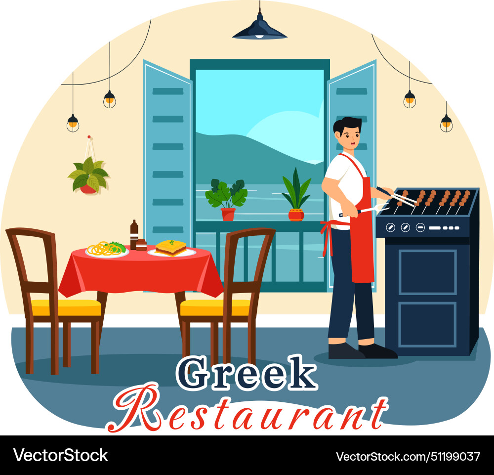 Greek cuisine restaurant with set menu delicious Vector Image