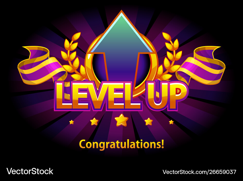 Level up icon game screen Royalty Free Vector Image