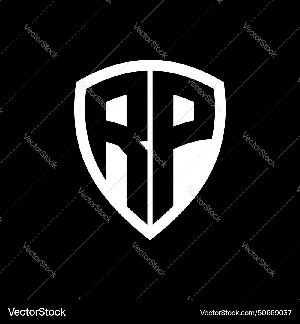 Rp monogram logo with bold letters shield shape Vector Image