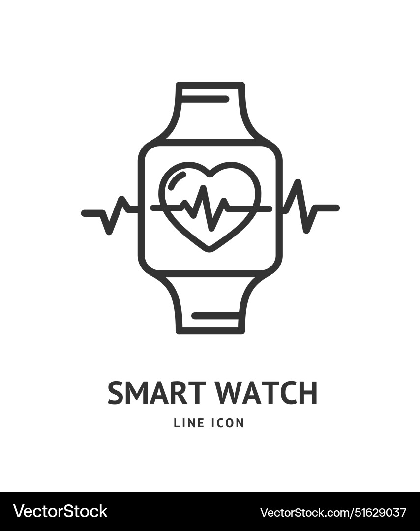Smart watch sign thin line icon emblem concept Vector Image
