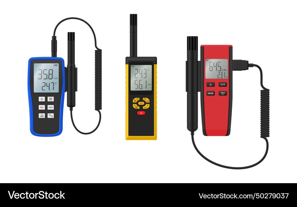 Thermohygrometer with probes measuring device Vector Image