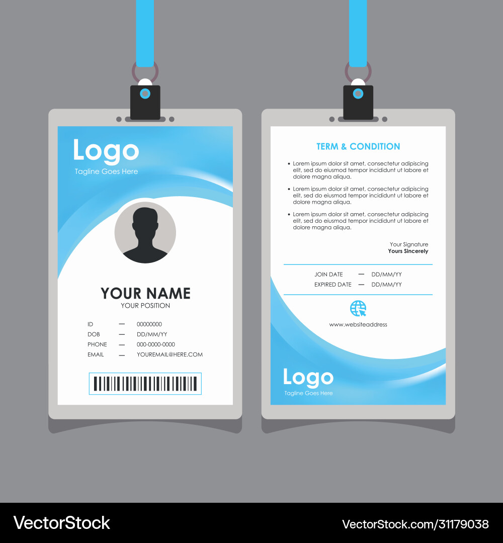 Abstract soft blue curve id card design Royalty Free Vector