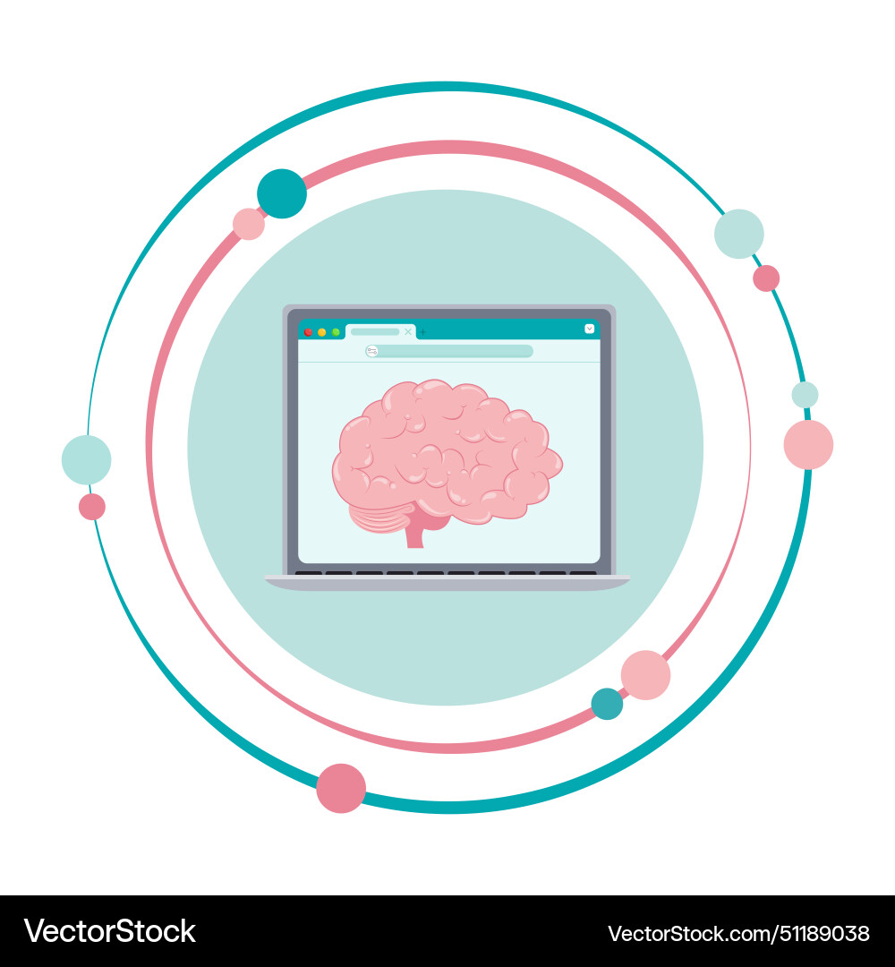 Ai brain laptop icon Royalty Free Vector Image
