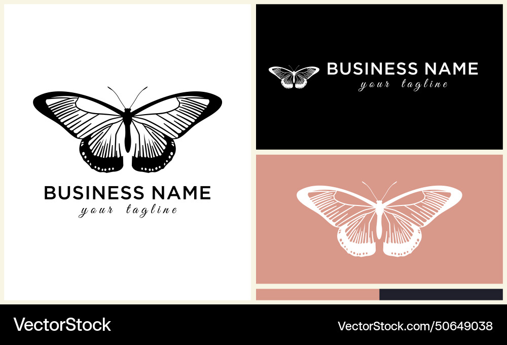 Butterfly line logo template Royalty Free Vector Image