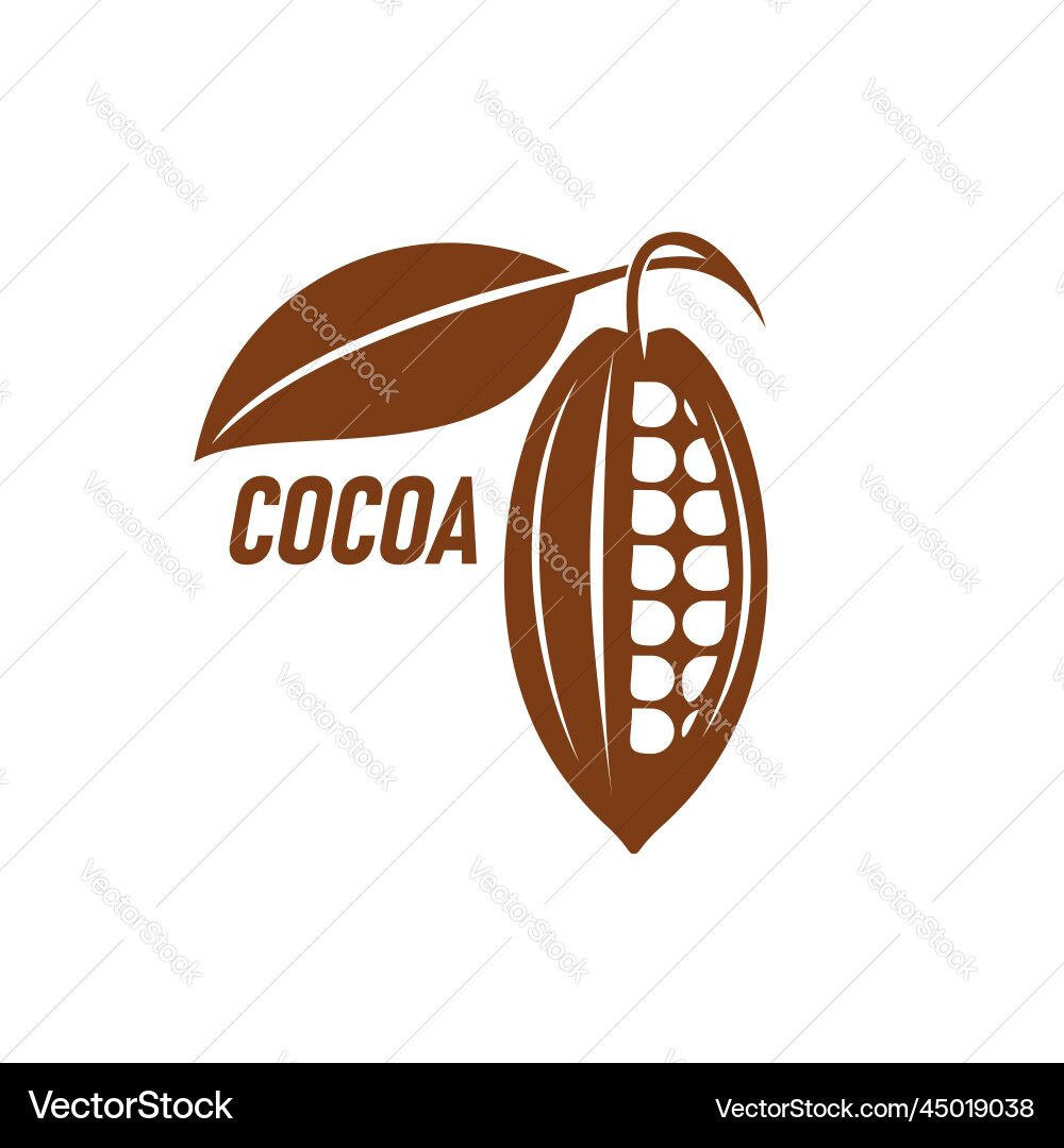 Cocoa bean icon cacao fruit seed symbol Royalty Free Vector
