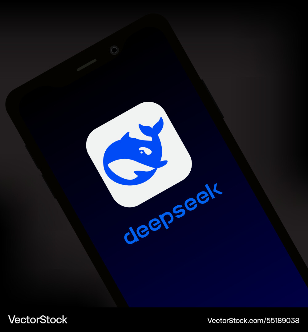 Deepseek icon mobile app on a screen smartphone Vector Image